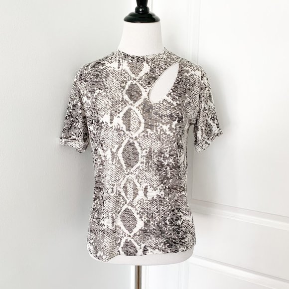 LNA | Tops | Lna Python Print Burnout Lagos Tee With Cutout | Poshmark